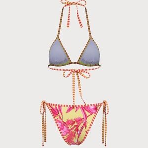 Samiol | Swim | Samiol High Leg Bikini Set Yellow Pink Floral Nwt Size ...